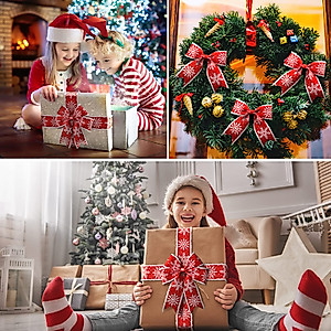 Giegxin 2 Rolls 6 Yard Winter Snowflake Wired Edge Ribbon 2.5" Decorative Christmas Tree Ribbons for Winter Christmas Holiday Seasonal DIY Gift Wrapping Garland Wreath Gift Basket (Red)