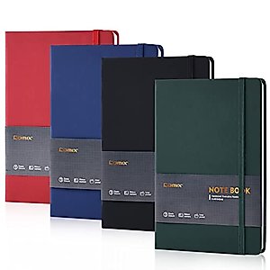 Comix Premium Lined Journal Notebooks - 160 Pages, 5.7 inches x 8 inches – Hardcover A5 Size, College Ruled, Pack of 4
