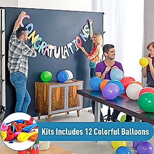 Backdrop Stand 8.5x10ft, ZBWW Photo Video Studio Adjustable Backdrop Stand for Parties, Wedding, Photography, Advertising Display with 12 pcs Balloons