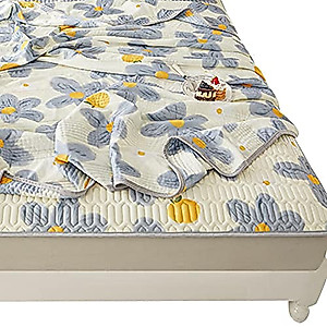 Cooling Mattress Mat Cover Set, Fine Stitching Skin Friendly Breathable Latex Sleeping Mat Pillowcase Irritating for Summer (Type 1 Sleeping Mat 150x200cm / 59.1x78.7in)