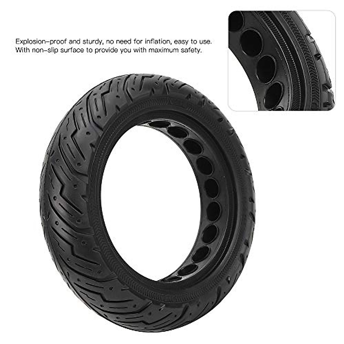 Keenso Electric Scooter Tire, 10x2.50C Anti‑Explosion Scooter Rubber Tyre Electric Scooter Replacement Tire Black for Max G30 Scooter