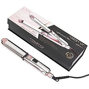 Rozamor Professional Flat Iron Hair Straightener, Titanium Hair Straightening, Double Side Fast Heating Hair Tools, Pink 2 in 1 Hair Straightener Curler for All Hairstyles, Gift for Girls Women