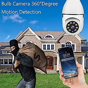 Light Bulb Camera,360° Light Bulb Security Camera,2.4GHz Smart Wireless WiFi 1080P HD Security Camera for Indoor- Outdoor with Motion Detection and Alarm Night Vision