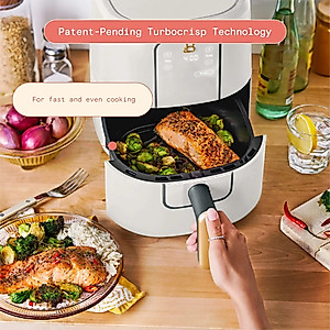 Beautiful 3-quart Touch-screen Display Air Fryer with Adjustable Temperature Compact Space-saving 4 Preset Functions whiteicing By Drew Barrymore