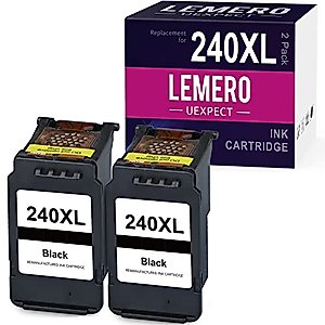 240XL Black Ink LemeroUexpect Remanufactured Ink Cartridge Replacement for Canon PG- 240 XL Ink Cartridges Combo Pack for Pixma MG3620 MG3520 TS5120 MX532 MG3220 MG2120 MX452 MX432 Printer,2P