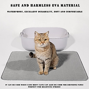 HCY&WLD Cat Litter Mat, 45x26/35x24/30x22/24x18 Inch Double Layer Cat Litter Box Mat, EVA Non-Slip, Waterproof Urine Proof Cat Litter Catcher Mat, Easy Clean Scatter Control (35x24 Inch, Khaki)