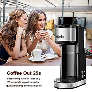 KitchenBro Single Serve Coffee Maker with 14 Oz Reservoir,K Cup Coffee Maker Fits Travel Mug with Self-Cleaning Function,Black