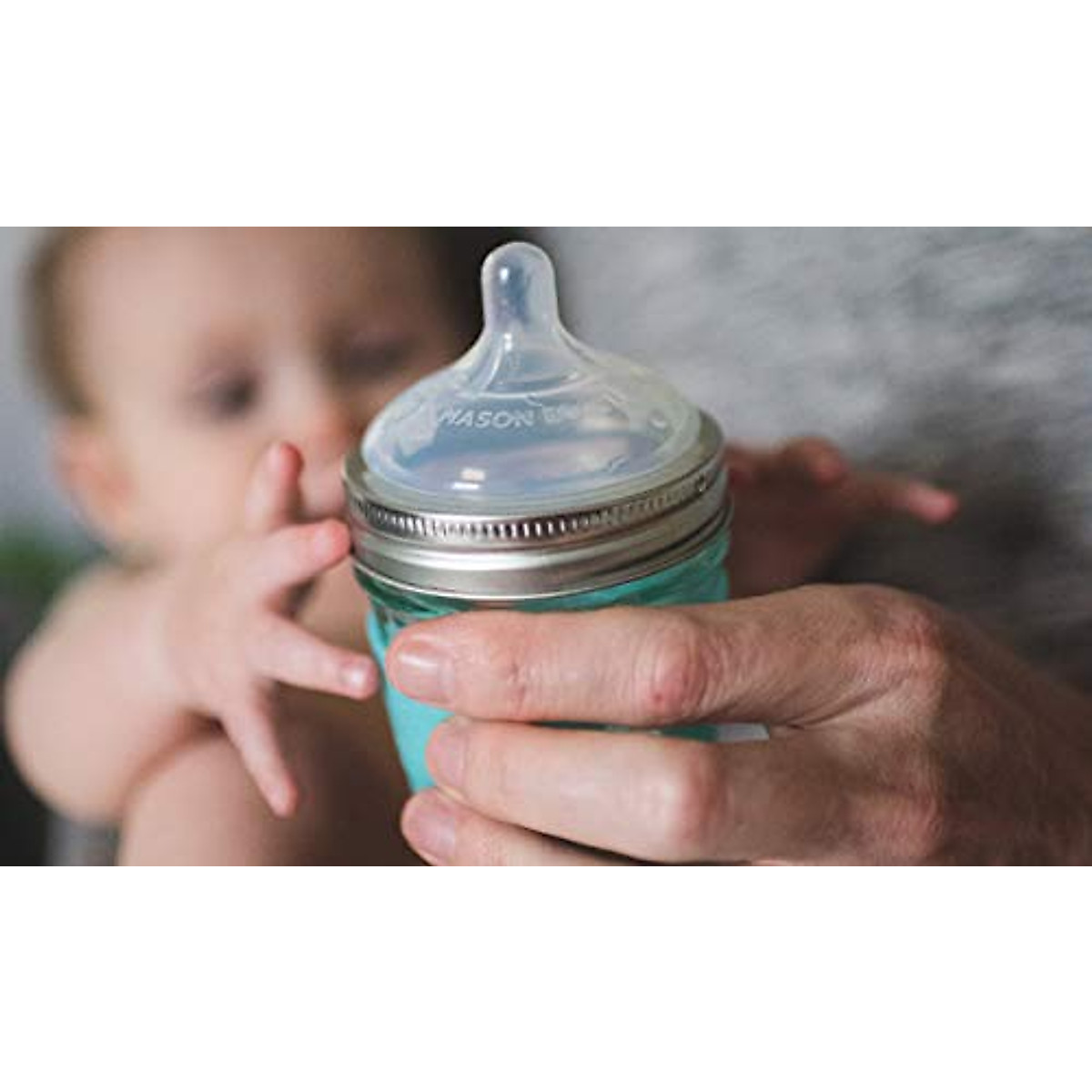 Mason Bottle Silicone Nipples: Slow Flow for 0-3 Months: Make a BPA Free Glass Baby Bottle Using Any Regular-Mouth Mason Jar, Non-Toxic, 100% Made in The USA (2 Pack)