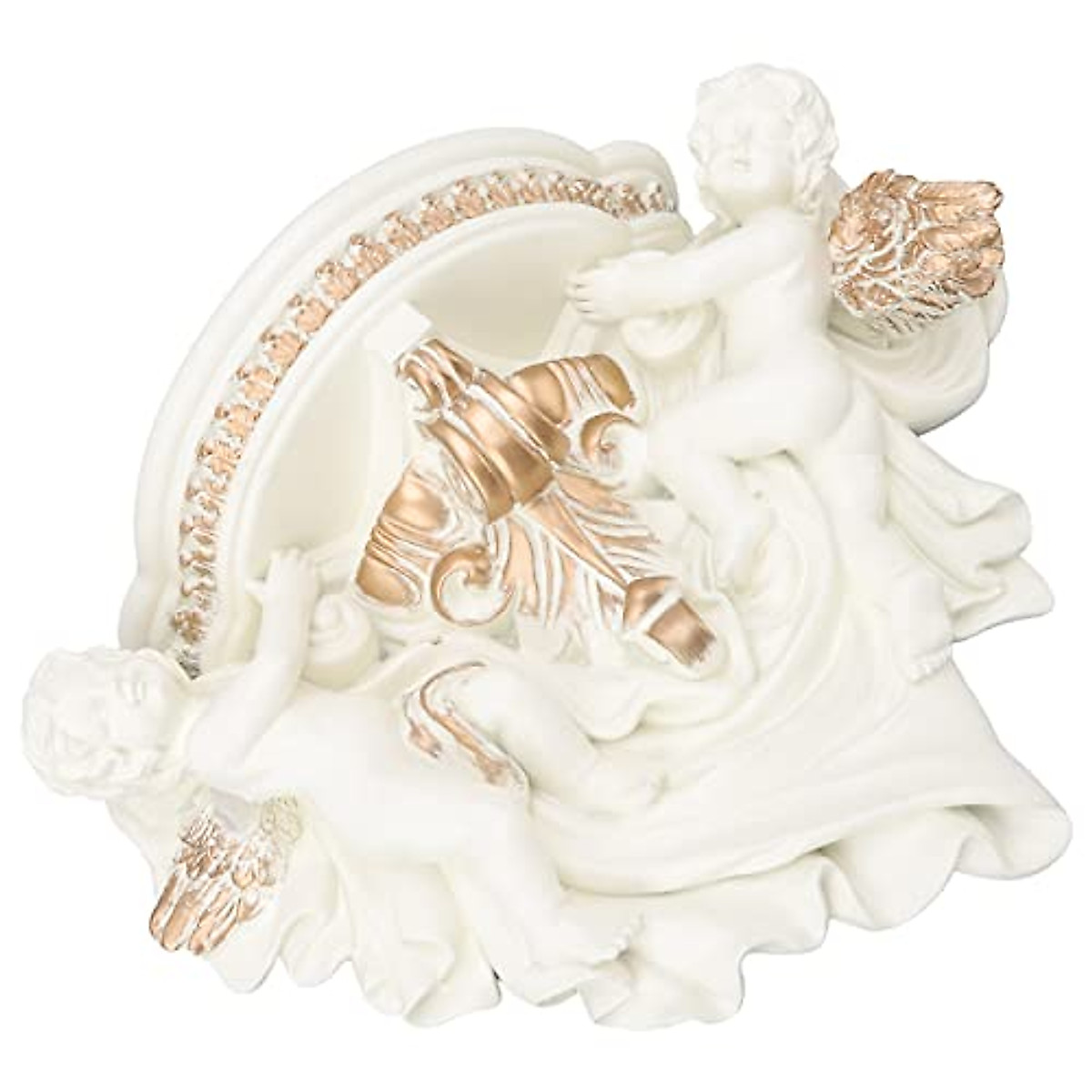 Tgoon Angel Wall Shelf, Stable Exquisite Wall Shelf Resin for Bedroom(Beige Gold)