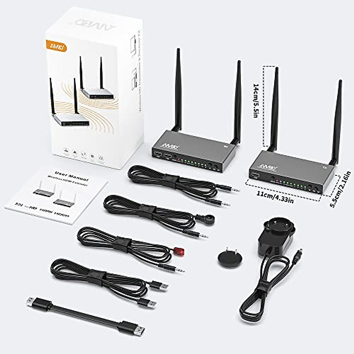 Wireless HDMI Transmitter and Receiver with KVM & IR Pass-Through, TIMBOOTECH 1080P, 5G, 656FT Through Wall Extender Live Streaming Video/Audio to HDTV/Projector/Monitor - Support Multiple Receivers