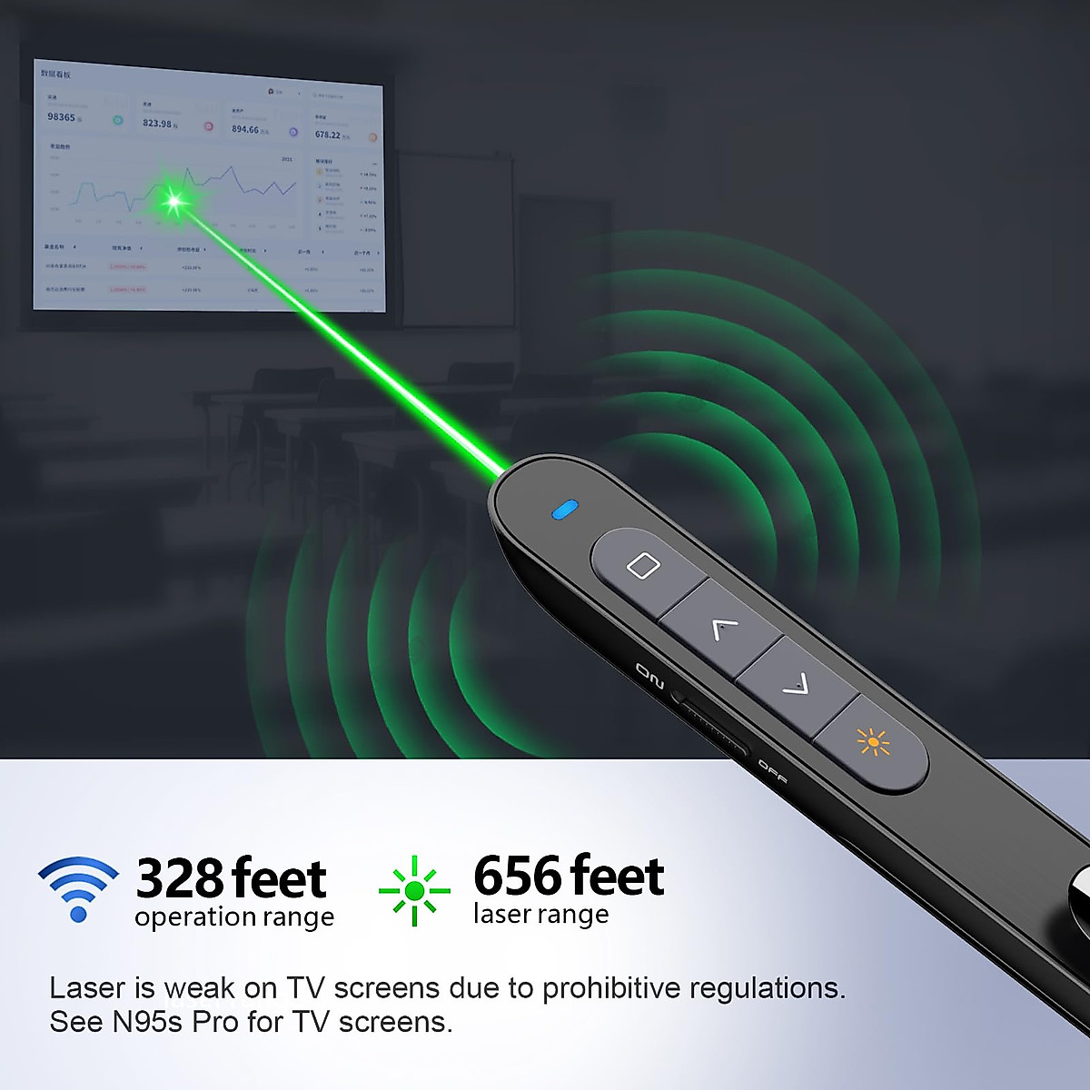 NORWII N76 Wireless Presenter with Green Light, 330FT Ofifice Presentation Remotes Presentation Clicker for Powerpoint Presentations, Presentation Pointer Slide Clicker Supports Hyperlink/Volume