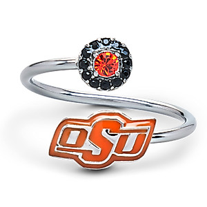 Oklahoma State University Jewelry for Women - Oklahoma State OSU Ring with Crystals - Hypoallergenic and Adjustable Sizes 5-12 - Oklahoma State University Apparel for Women