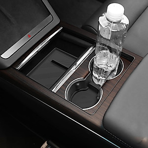 BEEGROW Cup Coaster, Upper & Lower Center Console Organizer Tray Pad and Armrest Storage Mat for 2024 2023 2022 Tesla Model X/S Accessories, Full Set Interior Insert Mats, Silicone Black