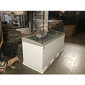 Gelato Freezer Display Case Dipping Cabinet Pan Ice cream showcase Curved Clear Glass 72"