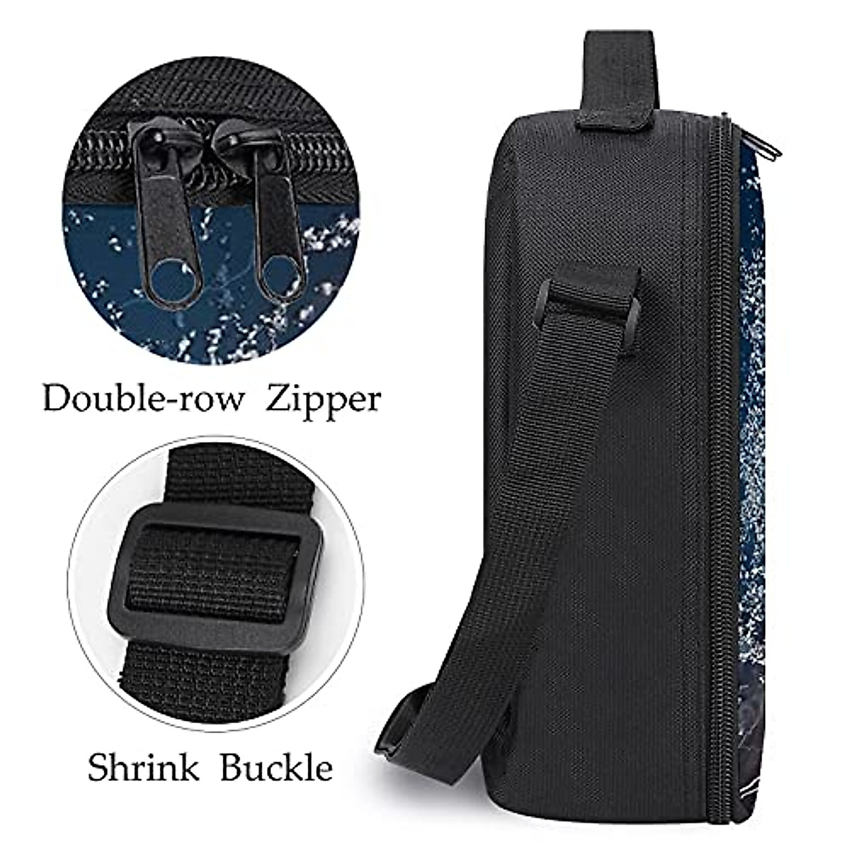 Insulated Lunch Box for Girls Boys, Leakproof Portable Lunch Bags with Adjustable Shoulder Strap and Side Pocket, Durable Reusable Cooler Tote Bag for Beach/Picnic/Office/Collega (Fire Baseball)