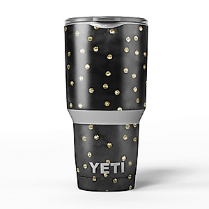Design Skinz Black Watercolor and Gold Glimmer Polka Dots - Skin Decal Vinyl Wrap Kit Compatible with The Yeti Rambler Cooler Tumbler Cups