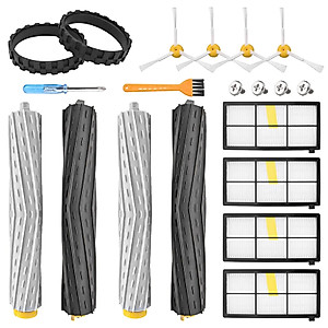 Replacement Accessory for iRobot Roomba 800 900 Series 805 860 870 871 880 890 960 980 Vacuum Accessories, Replacement Parts with 4 Roller Brushes,2 Tires,4 Filters,4 Side Brushes & Screws