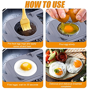 Palksky Silicone Egg Rings, Egg Mold for Frying Eggs Non Stick Food Grade Molds Round Circle Griddle Cooker Fried Shaper Fryer Ring for Cooking Breakfast Patty Mcmuffin Heat Resistant Pancake Rings