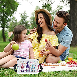 ZZXXB Gnome with Stars Insulated Lunch Bag Cooler Reusable Lunch Box School Office Travel Picnic Tote Bag for Women Men Kids