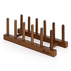 GOODSDECO Wooden Dish Rack - Chopping Board Stand, Dish Drying Rack for Dish Cup Bowl Cutting Board, Drying Rack Stand Storage Holder, Kitchen Countertop Organizer (M, Walnut)