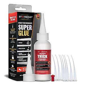 Premium Grade Cyanoacrylate (CA) Super Glue by STARBOND"Gap Filler" Thick 2000 CPS Viscosity Adhesive for Carpentry, Woodworking, Hobby Models, Archery Fletching (Thick, 2 Ounce)
