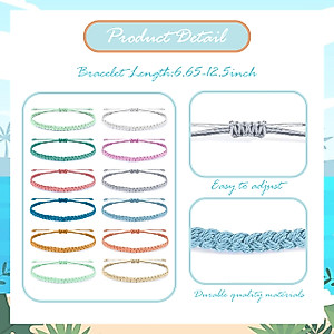 Long tiantian 12Pcs Bracelets for Womens Summer Bracelets for Beach Surfer Bracelets Set Summer Essentials for Womens Waterproof Bracelets for Women(U-12pcs-String Bracelets)