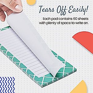 MATICAN Grocery List Magnet Pad for Fridge, 6-Pack Magnetic Note Pads Lists, 60 Sheets Per Pad, 6 Pastel Geometric Patterns, Full Magnet Back to-Do-List Notepads