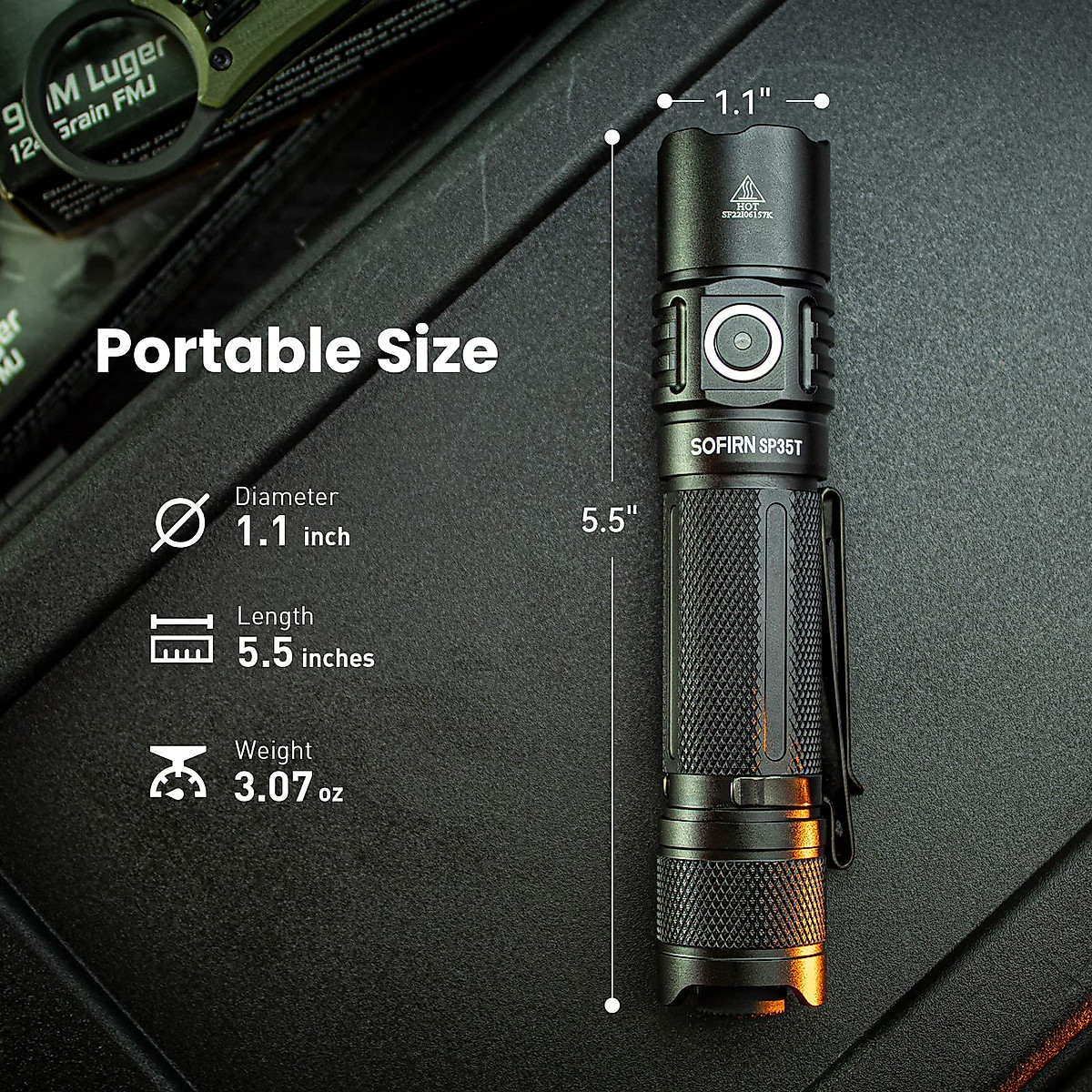 sofirn SP35T Tactical Flashlight, 3800 Lumens Super Bright Pocket LED Flashlight Rechargeable with Dual Switch, IPX8 Water Resistance, EDC Flashlight for Camping, Hiking, Emergency