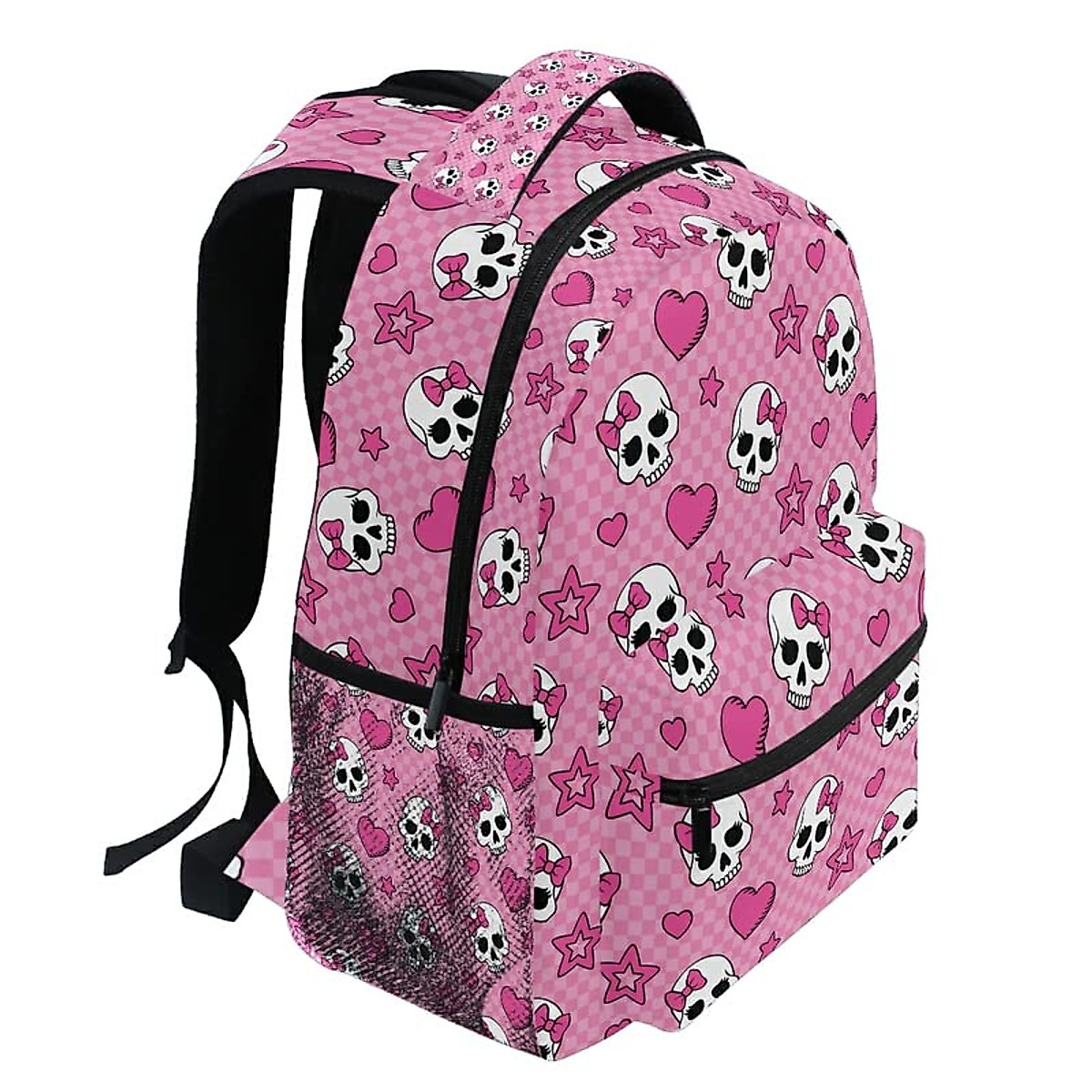 MNSRUU Student Travel School Backpack Pink Skull Girl College Laptop Backpacks Business iPad Tablet Computer Bookbags for Adult Teen One Size