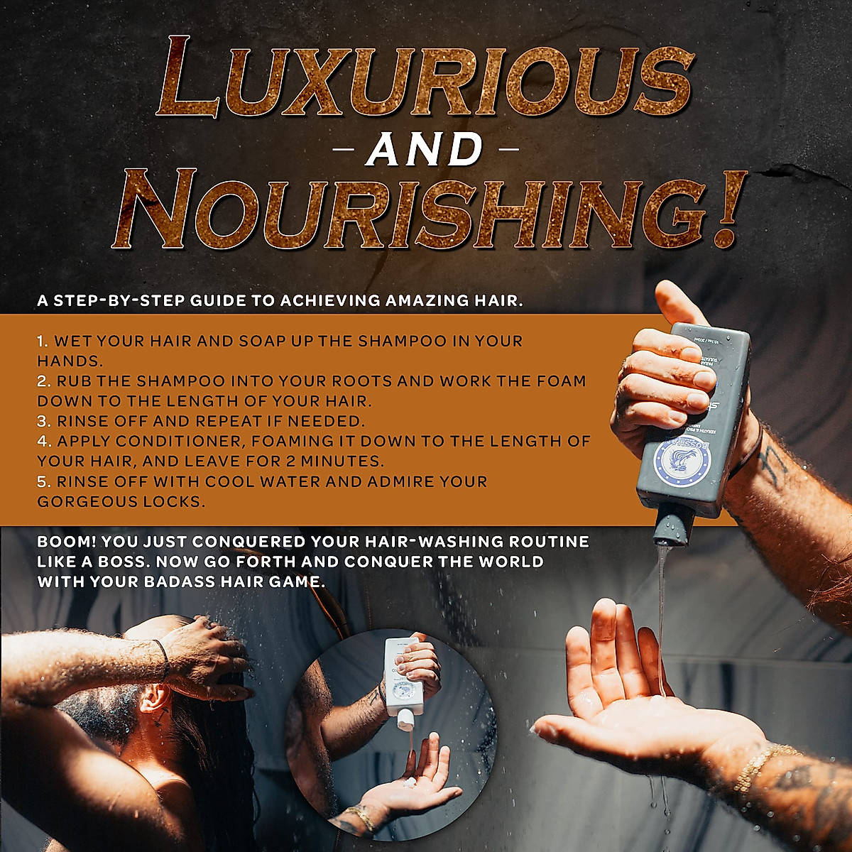 Bossman Hair Shampoo and Conditioner Combo - Hydrating, Strengthening, and Soothing Formula for Men's Hair - Paraben Free & Sulfate Free (Stagecoach)