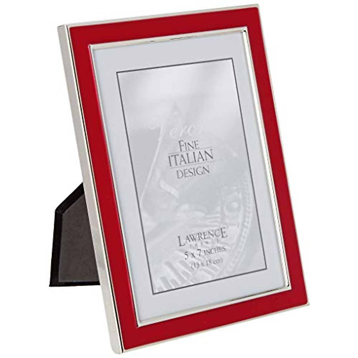 Lawrence Frames Silver Plated Metal with Red Enamel Picture Frame, Red, 5x7