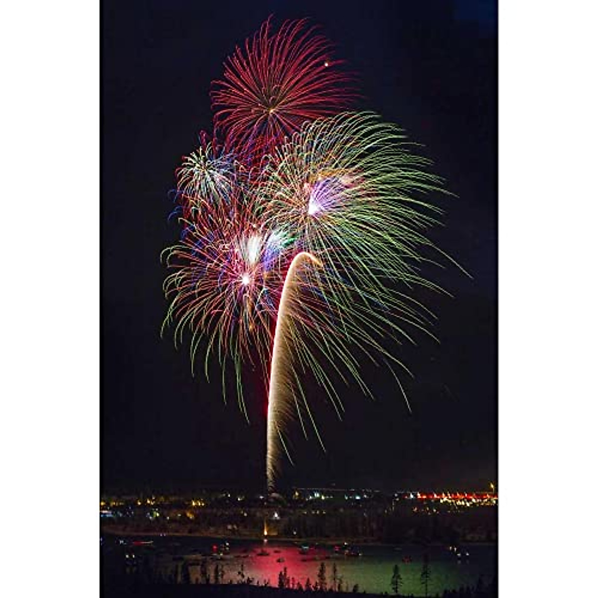 ArtDirect Colorado, Frisco Fireworks Display on July 4th IV 13x18 Black Modern Wood Framed with Double Matting Museum Art Print by Lord, Fred