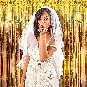 Party Backdrop (SET of 2) - Stunning Gold Foil Fringe Curtains for Birthday, Bachelorette, Christmas, New Years Eve & Graduation - Great Photo Booth Props & Fringe Curtain Party Decorations