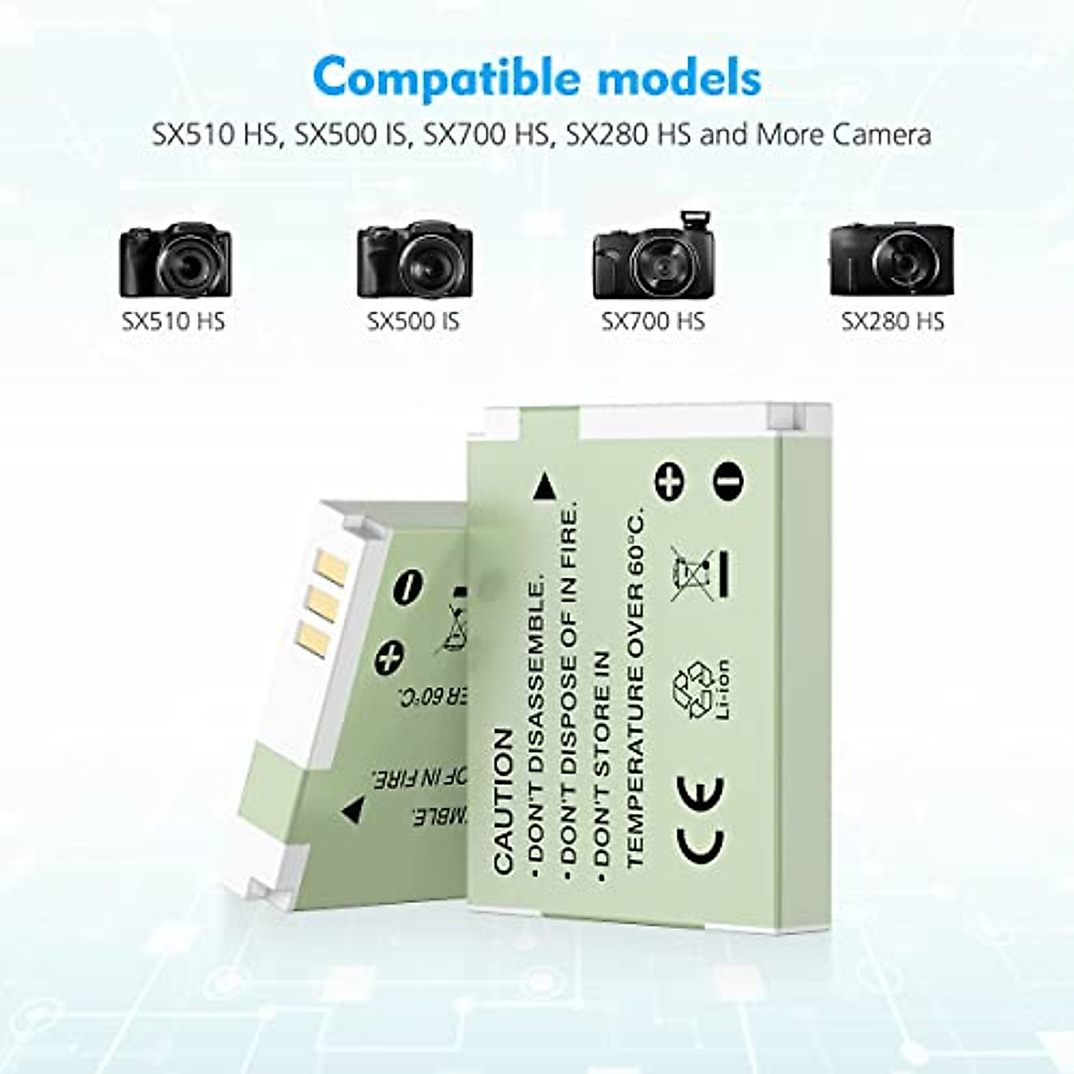 Powerextra NB-6LH Upgraded 2 Pack NB-6L Battery Compatible with Canon Powershot S120 SX510 HS SX280 HS SX500 is SX700 D20 S90 D30 ELPH 500 SX270 SX240 SX520 Cameras