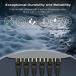 DbillionDa Ethernet Cable, RJ45 Cable, 26AWG Cat 8 6Feet (2 Pack) LAN, High Speed Network Cable with Gold Plated RJ45 Connector 40Gbps 2000Mhz S/FTP LAN Wires for Gaming, Xbox, Modem, Router