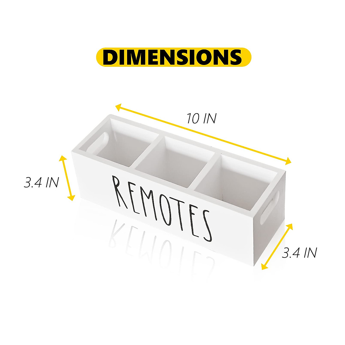 Remote Control Holder, Farmhouse Remote Storage Caddy, Bedside TV Controller Box, Rustic Wood Media Organizer Tray for Home Bedroom Table (White)