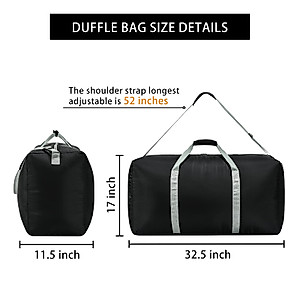 iFARADAY 105L Extra Large Duffel Bag 32.5 inch Lightweight Luggage for Travel-Black