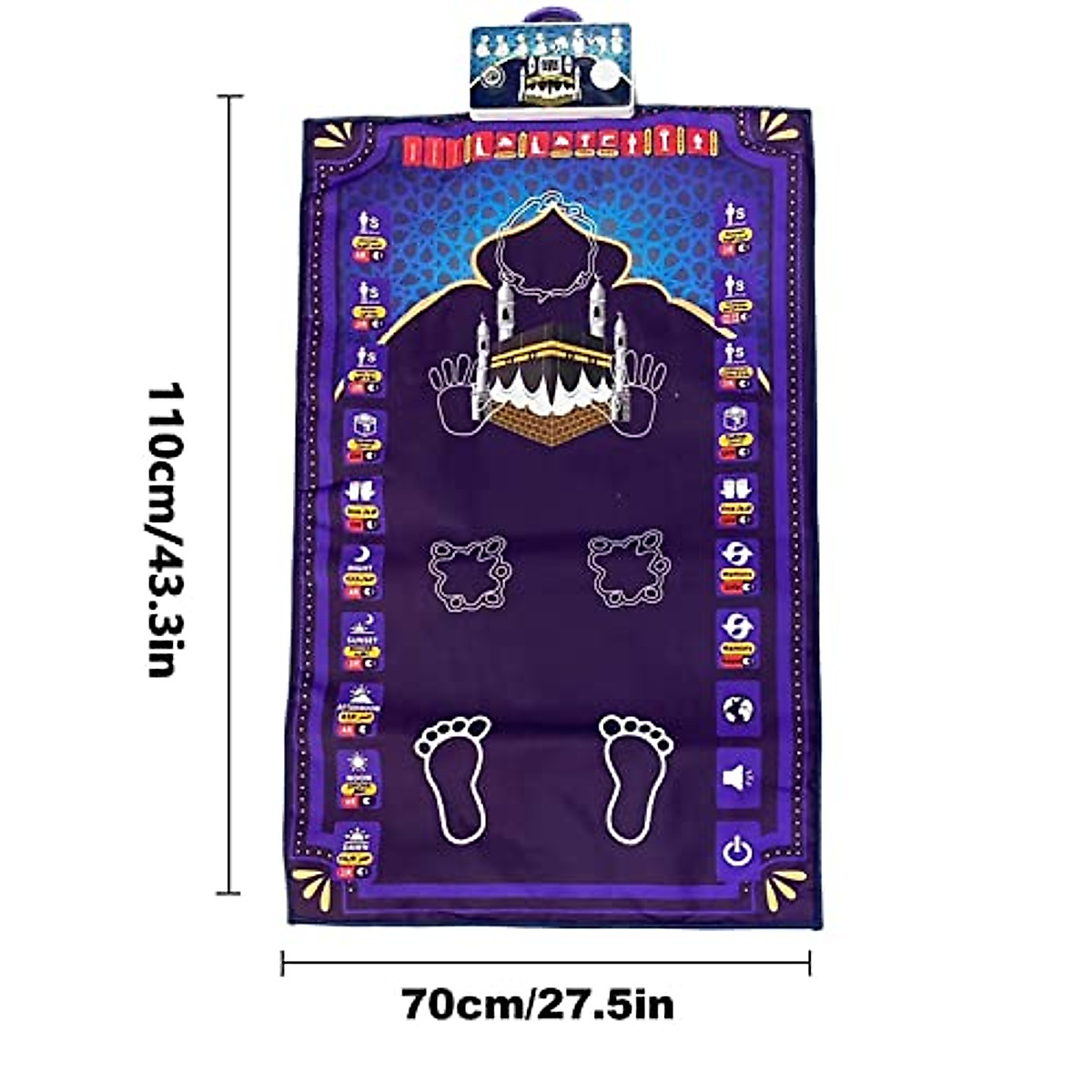 Asheep Smart Muslim Prayer Mat for Kids, Muslim Prayer Rug Electronic Islamic Prayer Mat with Worship Step Guide for Kids Toddlers, Kid Ramadan Gifts, 43.3x27.5 in (Color : Dark Blue)