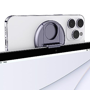 Stouchi Aluminum Mag-Safe Continuity Camera Mount, Upgraded iPhone Camera Mount Compatible with MacBook Pro, Air, iPhone 12 13 14 15 Series（Silver）