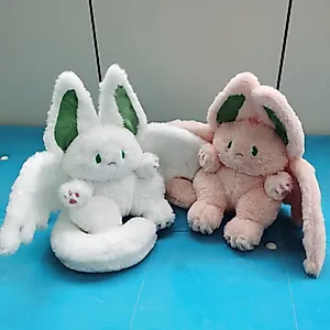 PEACH CAT Cute Bat Bunny Plush Pillow Kawaii Bat Rabbit Stuffed Animal for Kids Pink 12"