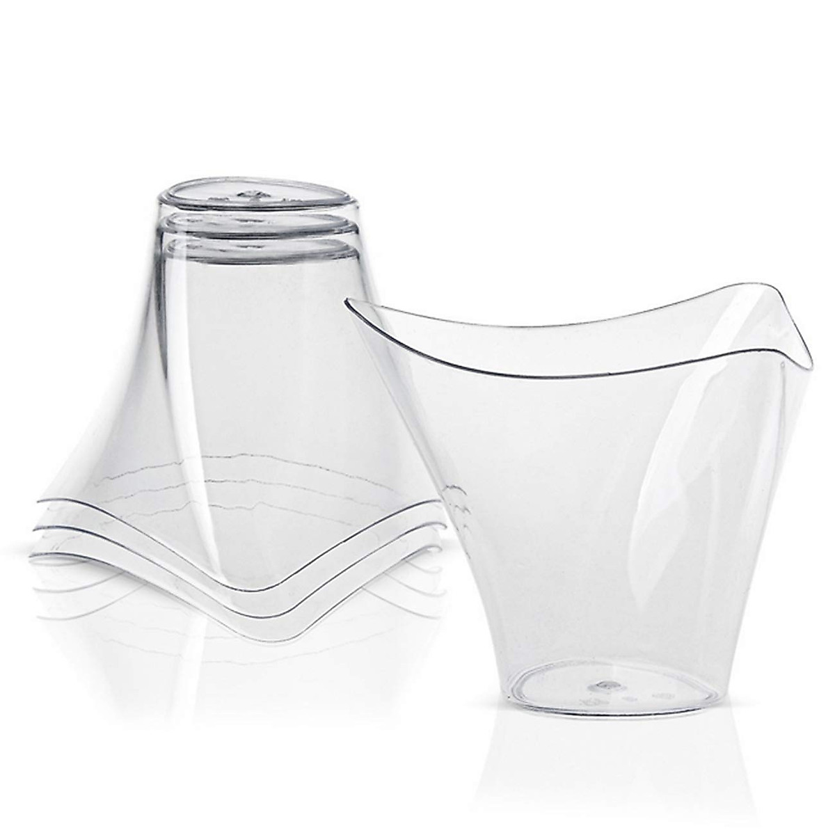 Healthcom 50 Pcs/set 3.3 Oz 100ml Plastic Dessert Cups with Spoons Swirl Triangle Ice Cream Dessert Bowls Disposable Dessert Cups Appetizers Cups Salad Bowl Tasting Sample Cup for Party Wedding