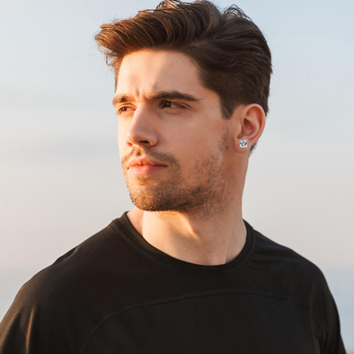 Jstyle 2 Pairs Stainless Steel Magnetic Stud Earrings for Men Women Non-piercing CZ Hypoallergenic 8mm