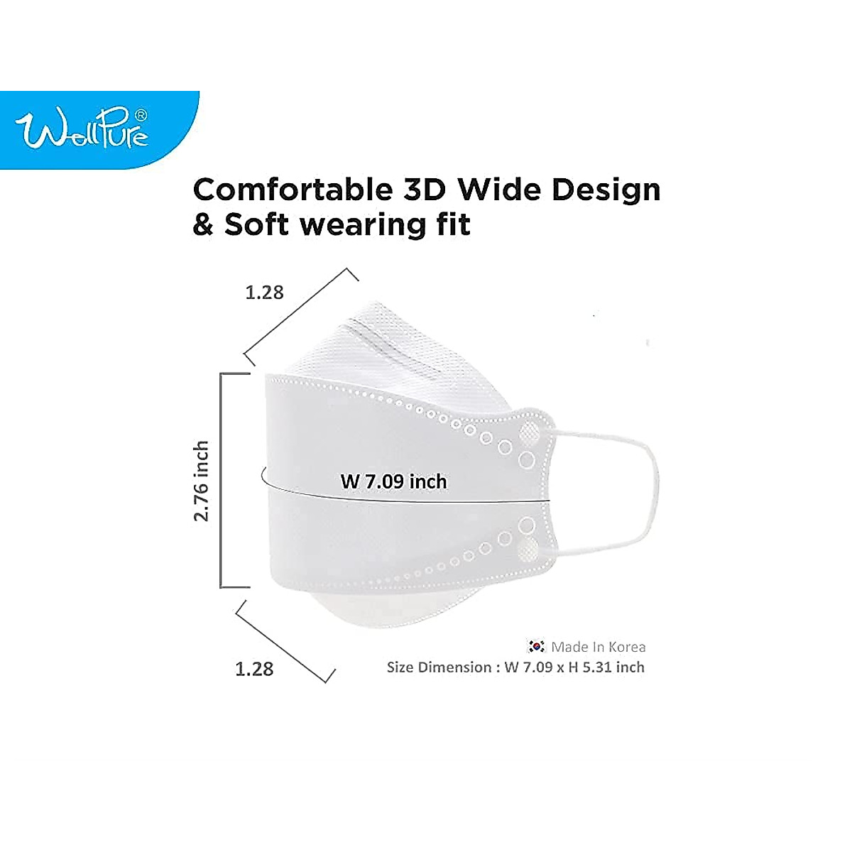 SUMFREE (30 pack) WELLPURE KF94 Kids (Small size), 4 layer protection, 100% Made in Korea, Comfortable breathing, Daily disposable (30)