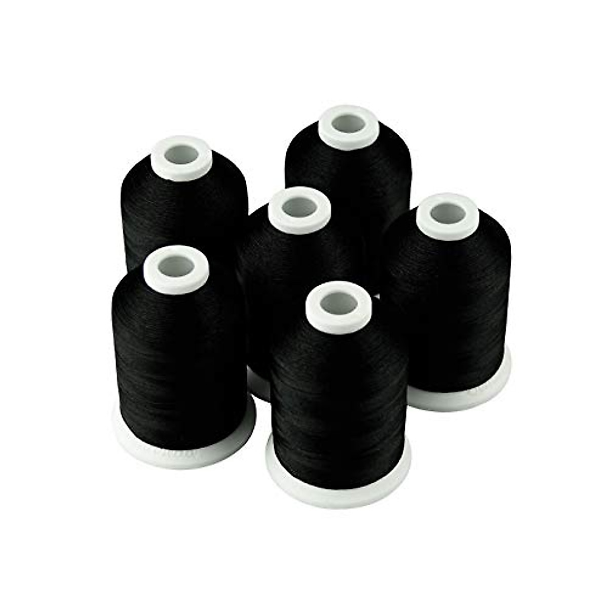 Simthread 6 Black 1000M(1100Y) Polyester Machine Embroidery Threads for Brother Babylock Janome Singer Pfaff Husqvarna Bernina Embroidery and Sewing Machines