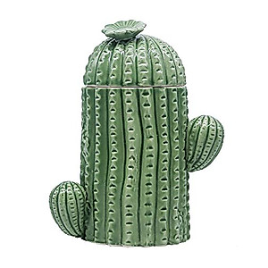 Ceramic Relief Cactus Shape Candy Dish Snack Food Storage Jar with Lid