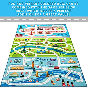 Kids Rug Play mat for Toy Cars,Fun Country Rugs with Roads for Bedroom and Kidrooms,Car Rug to Have Fun on,Area Rug Mat with Non-Slip Backing,Car Mat Great for Playing with Cars and Toys