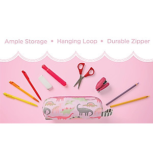 Stephen Joseph All Over Printed Pencil Pouch | Multipurpose Kids School Stationary Case, Colorful Cute Designs with Large Space for Pencils and Pens, Dino, Pencil Case