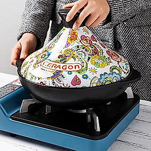 2L Tagine Pot, Hand Made and Hand Painted Moroccan Ceramic Pots, Tajine with Ceramic Cone-Shaped Closed Lid for Cooking and Stew Casserole Slow Cooker