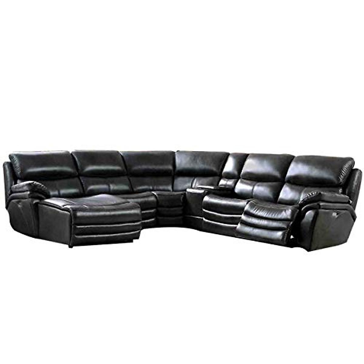 2711 Leather Left Hand Facing Sectional Sofa in Dark Gray