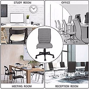 Ergonomic Home Office Desk Chair – Computer Mesh Adjustable Task Swivel Tilt Tension Armless Cushion Mid-Fiber Mesh Lumbar Support (Light Grey)